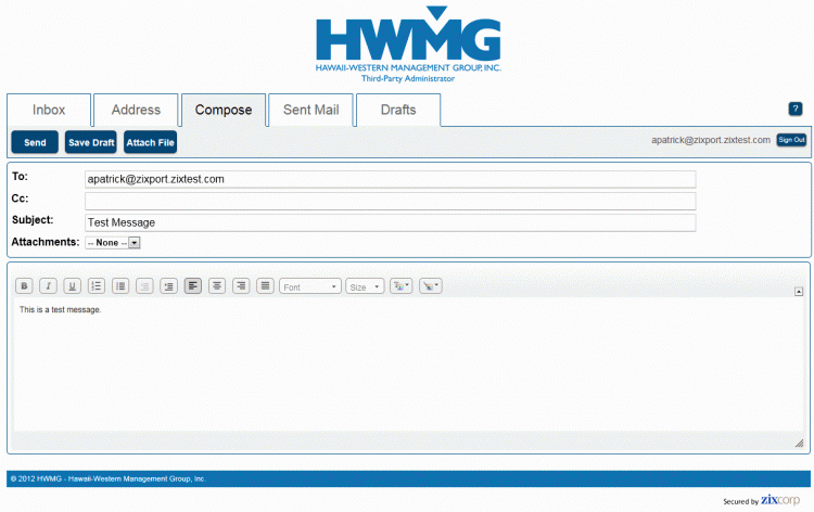 Sending Encrypted Email - Hawaii Western Management Group | ZixAware