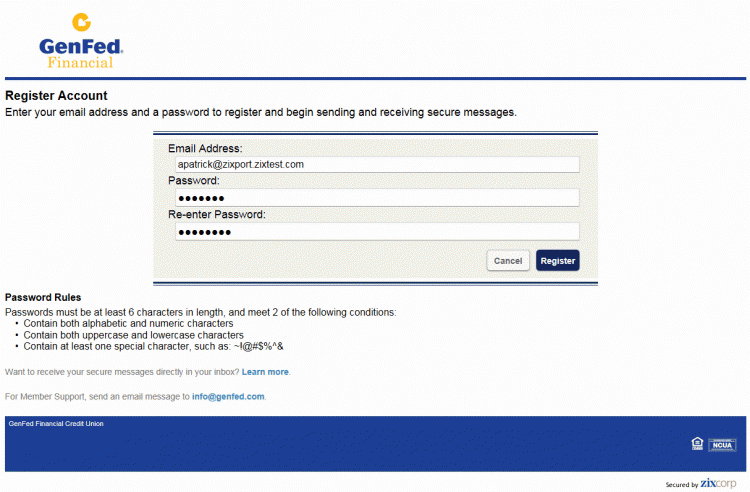 Recipient Experience - GenFed Credit Union | ZixAware