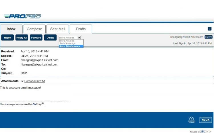 Receiving Encrypted Email - ProFed Federal Credit Union | ZixAware