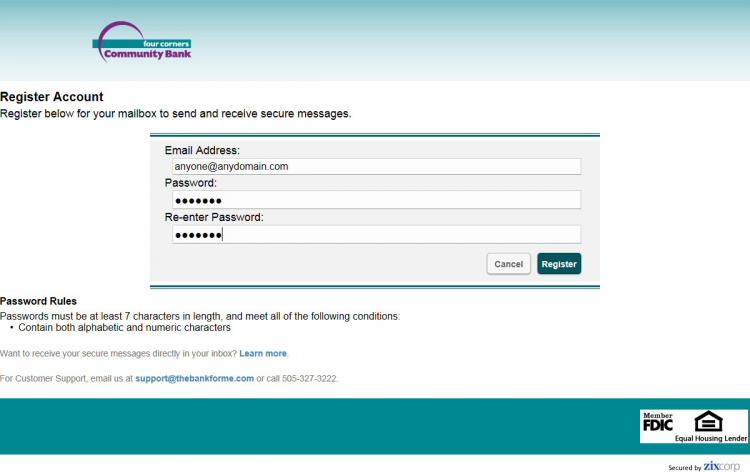 Receiving Encrypted Email - Four Corners Community Bank | ZixAware
