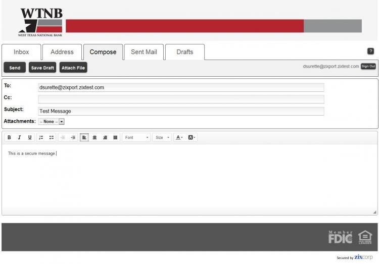 Sending Encrypted Email - West Texas National Bank | ZixAware