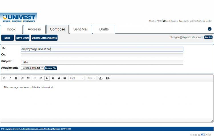 Sending Encrypted Email - Univest | ZixAware Sending Encrypted Email - Univest | ZixAware