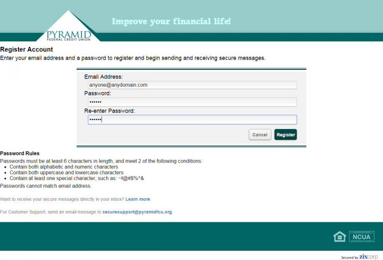 Receiving Encrypted Email - Pyramid Federal Credit Union | ZixAware