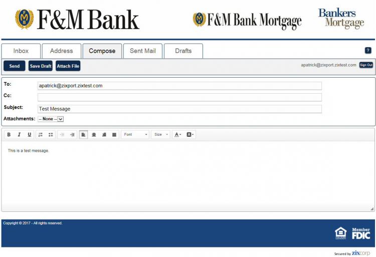 Sending Encrypted Email - F&M Bank OK | ZixAware