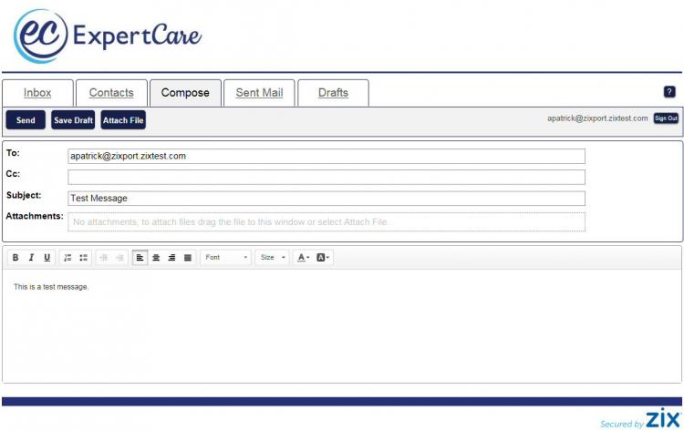 Sending Encrypted Email - ExpertCare | ZixAware
